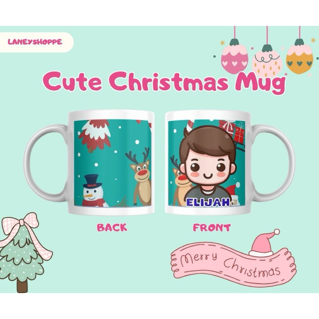 Personalized Christmas Mug with cute Chibi Character Giveaway Gift ...