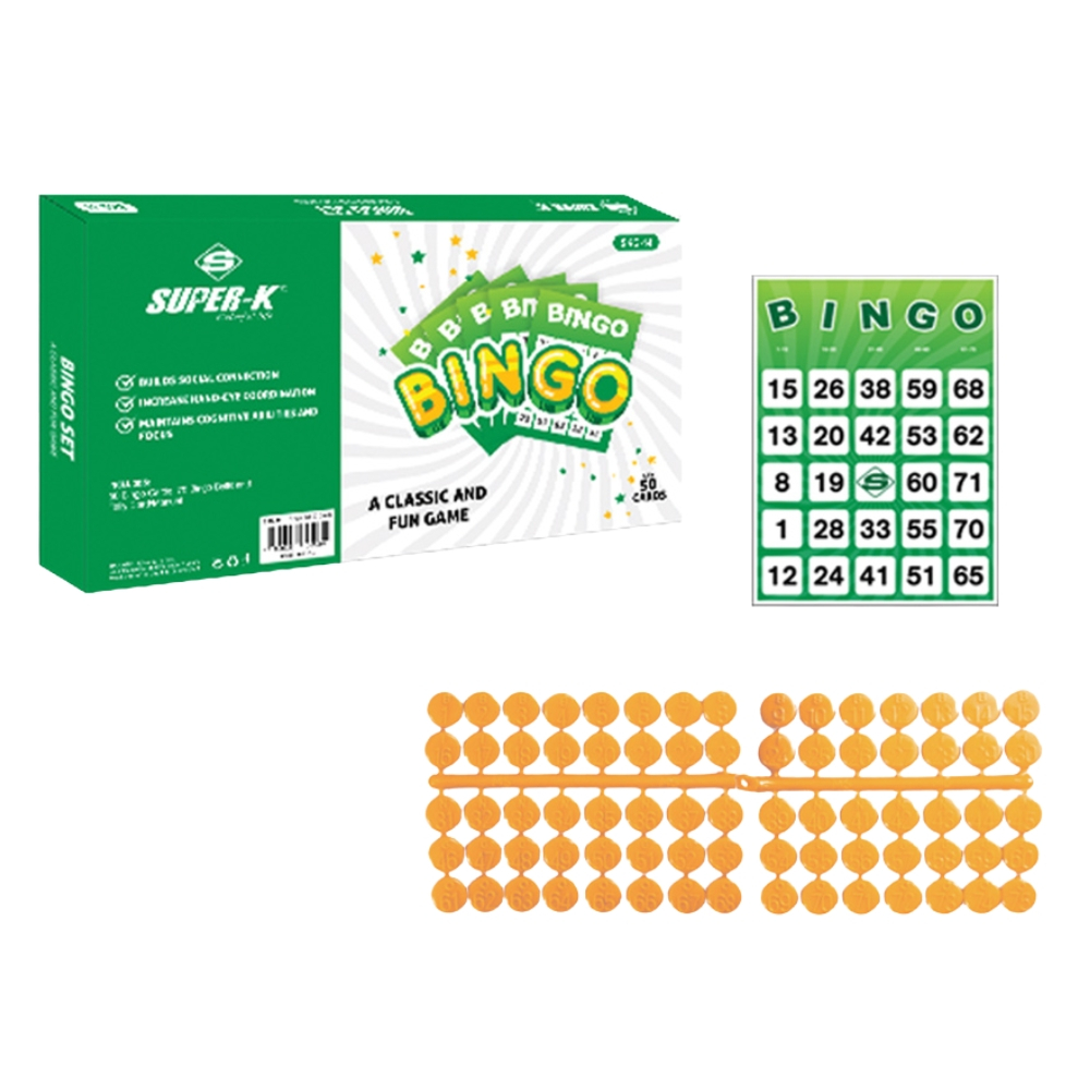 Super K Bingo Set(50 Bingo Cards, 75 Bingo Balls and Tally/Manual ...
