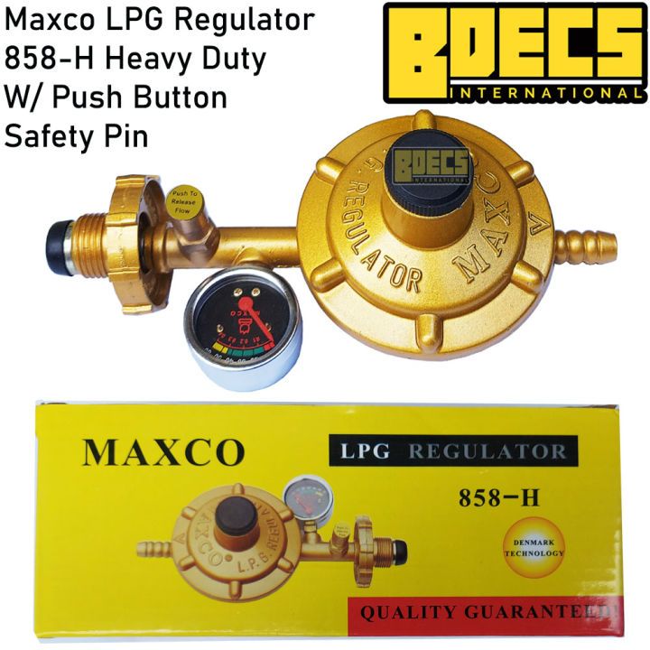 Maxco LPG Regulator with gauge and safety device Push Button controller ...