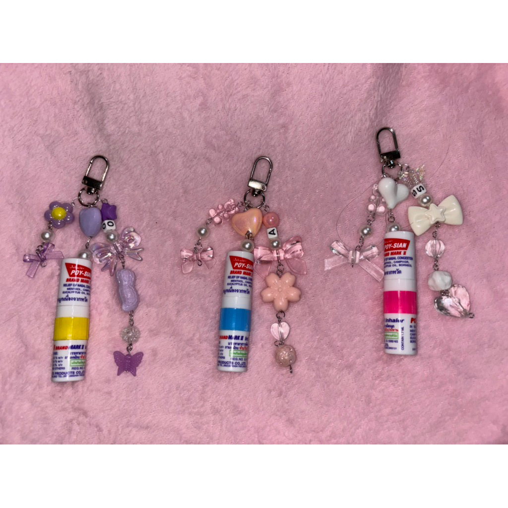 Random Poysian scent Keychain color of beads, white, violet andPink ...