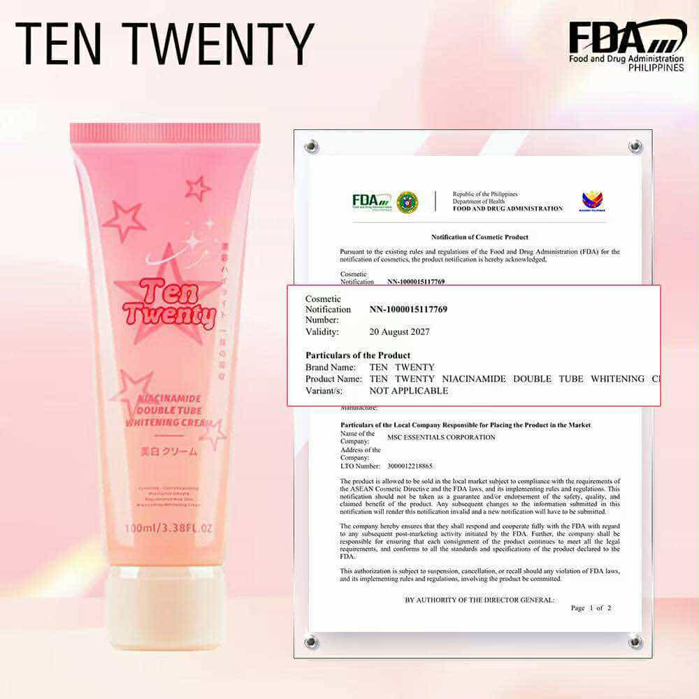 Ten Twenty Niacinamide Double Tube Whitening Cream - Outer Moisturizing ...