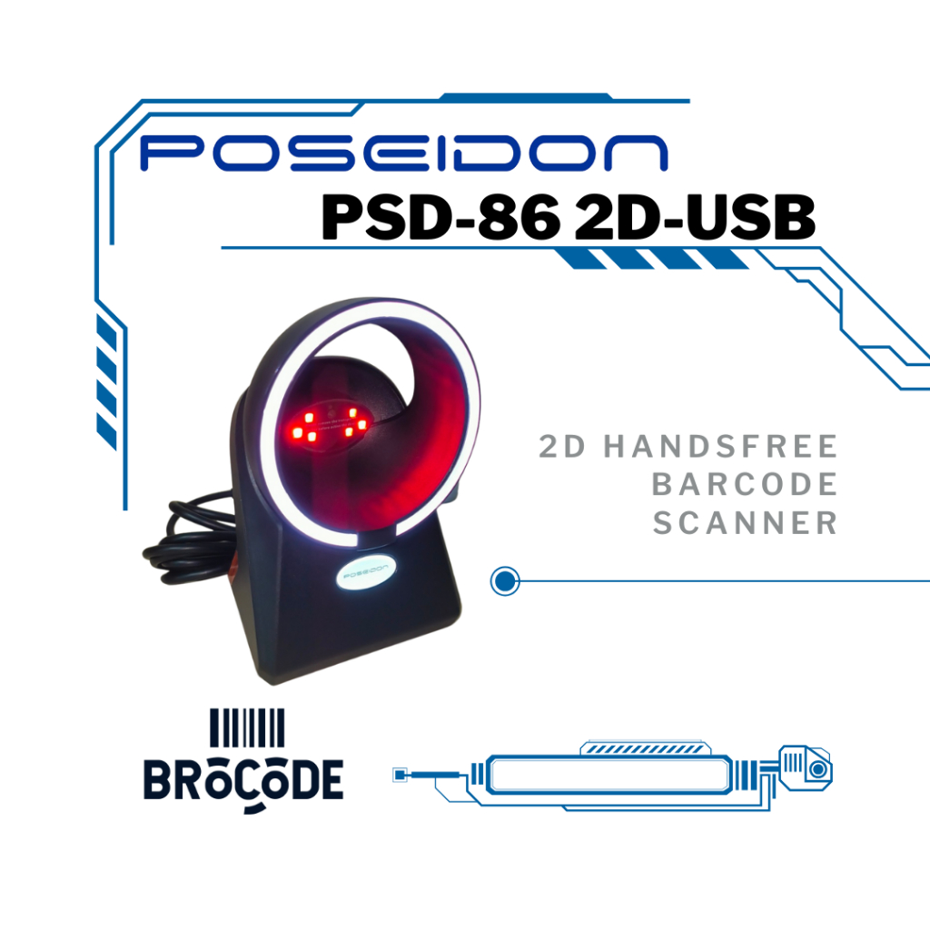 Poseidon PSD-86 2D Handsfree Omnidirectional Barcode Scanner ...