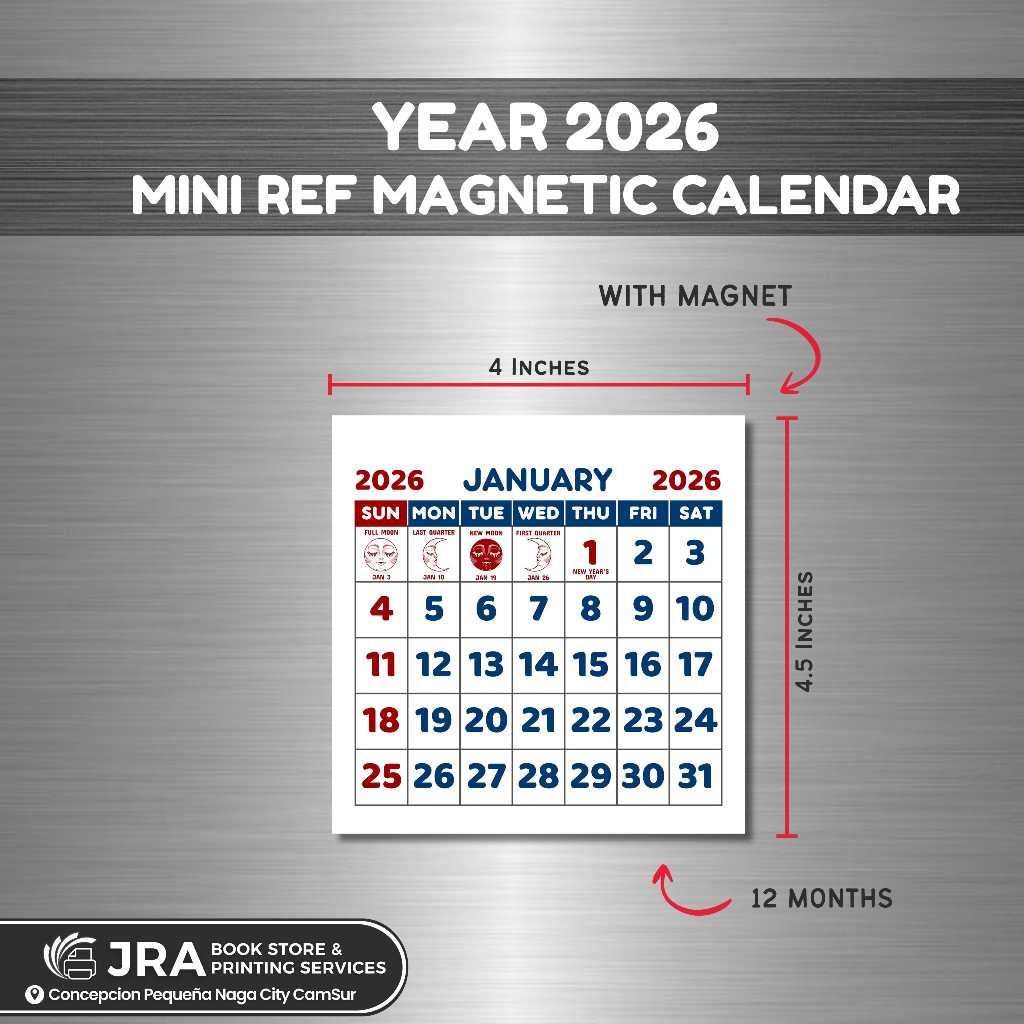 2026 Mini Magnetic Calendar | Fridge Ref Magnet Planner for Home ...