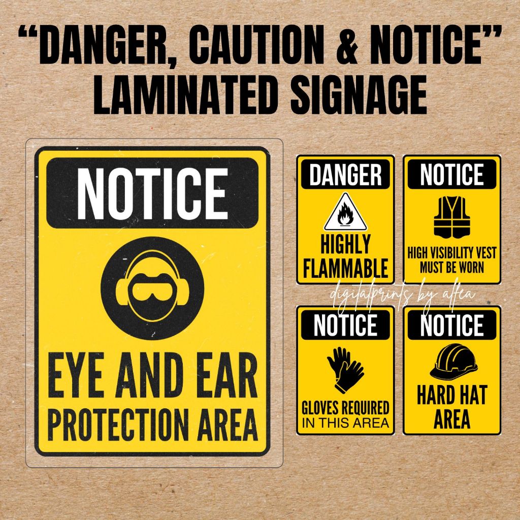 warning signage (danger, caution & notice) laminated signage | Shopee ...