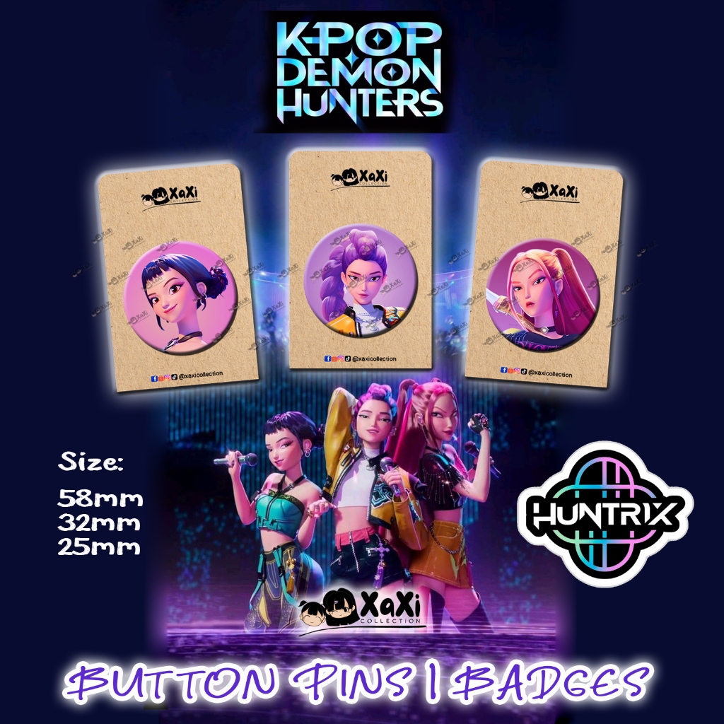 Huntrix Kpop Demon Hunter Button Pins Badges | Zoey Rumi Mira | Shopee ...