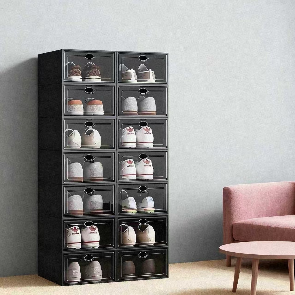 Colorful Shoe Box Hard Plastic Stackable Storage Box Bedroom Shoe Rack ...
