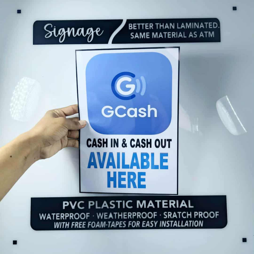 SIGNAGE - GCASH CASH IN & CASH OUT SIGN - PVC PLASTIC MATERIAL SIGNAGE ...
