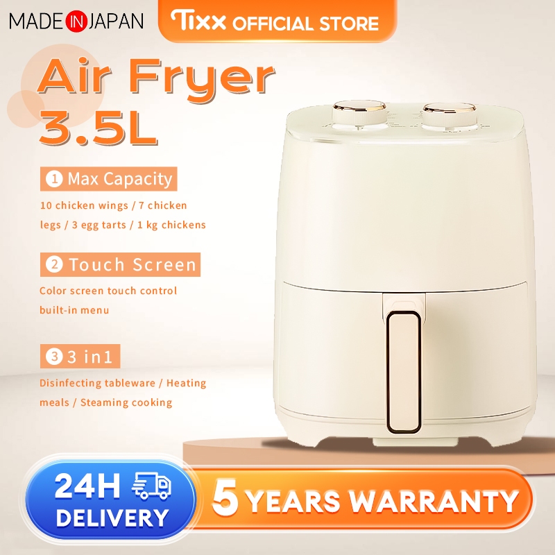 Tixx Air Fryer Dual Rotary Knob Transparent Window 10 Menus+Reheat ...