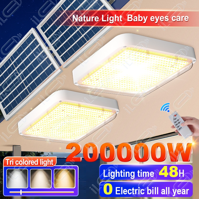 Solar Ceiling Light LED 3 Colors Outdoor Waterproof Square Solar Light ...