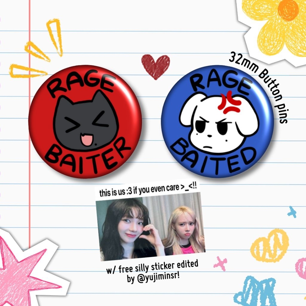 Rage Baiter, Rage Baited Button Pin Set | Shopee Malaysia