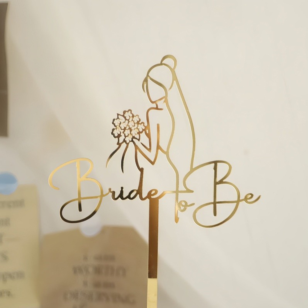 1Pcs Acrylic Golden Bride To Be Cake Topper Happy Birthday Wedding and ...