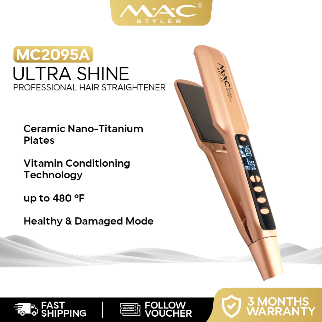 MAC Styler Ultra Shine Professional Gold Hair Straightener Flat Iron ...