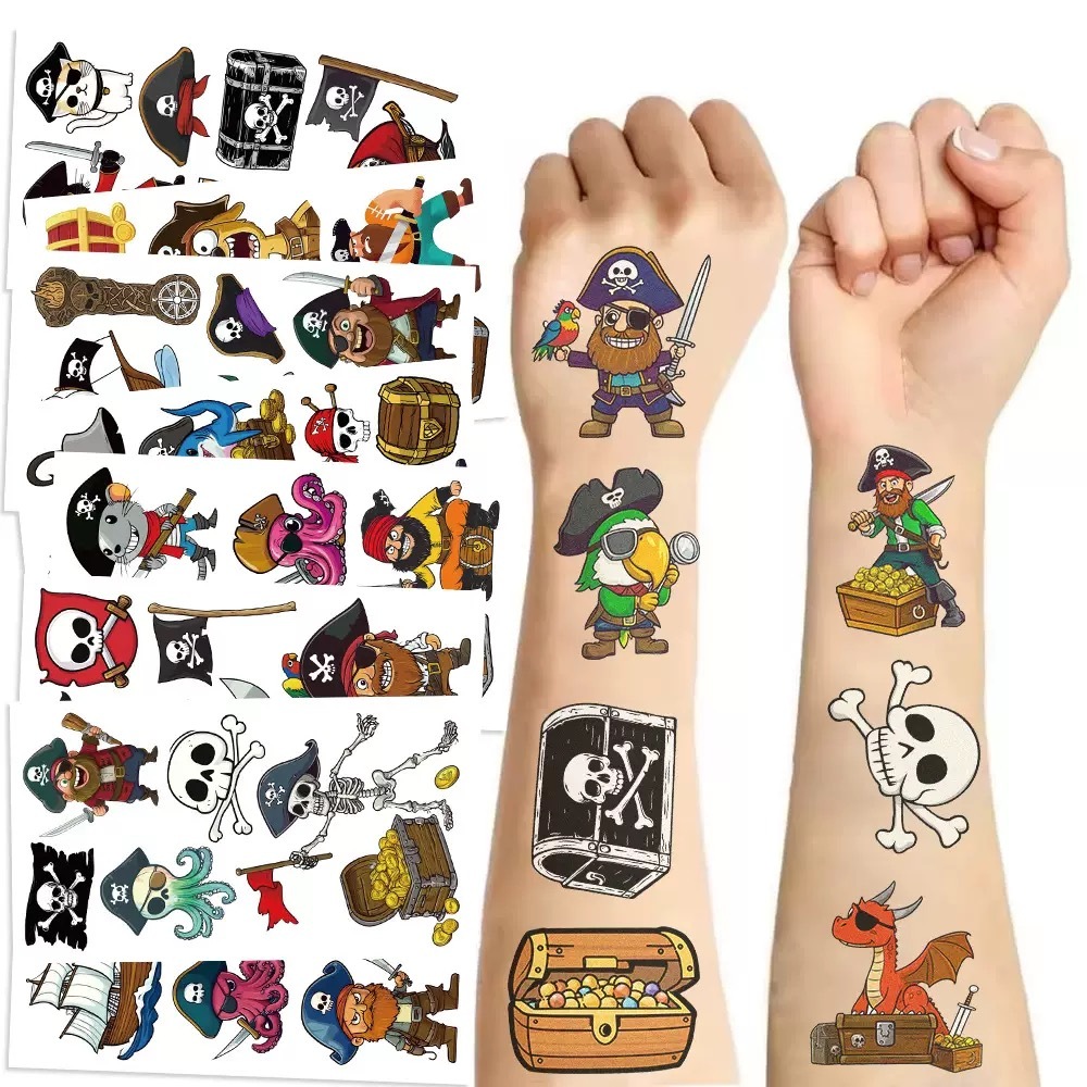 10Sheets/Set face body Fun Cartoon Pirates Temporary Tattoo Stickers ...