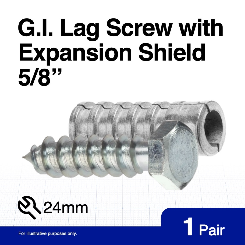 1pair 5/8 G.I. Lag Screw with Expansion Shield Anchor | Shopee Malaysia