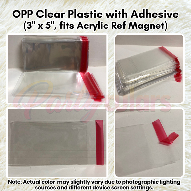 OPP Clear Plastic with Adhesive (3" x 5", fits Acrylic Ref Magnet ...