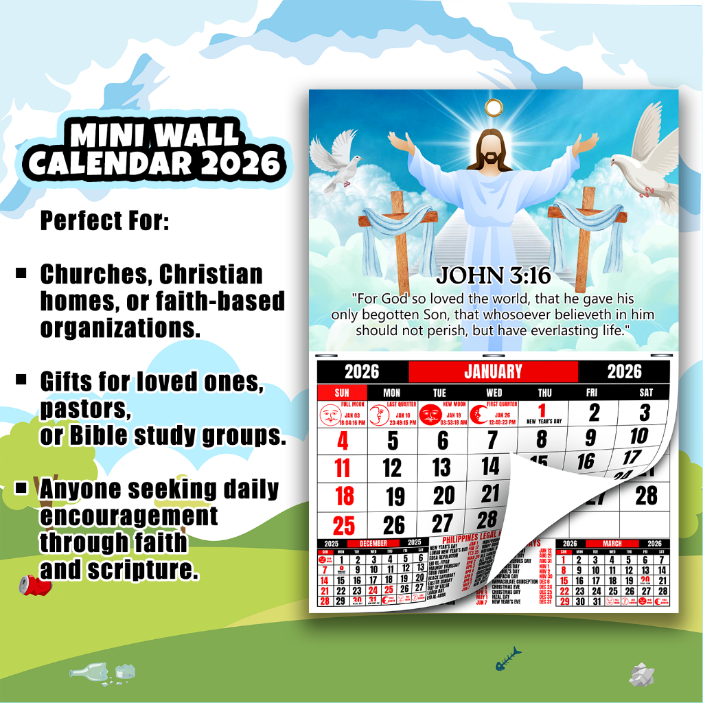 2026 Christian Wall Calendar Mini (A4 size) | Shopee Malaysia