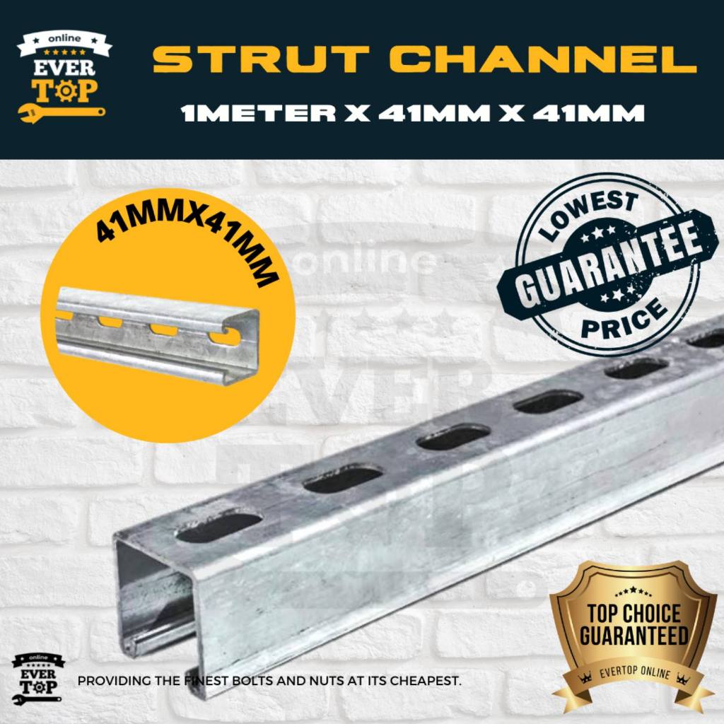 1meter 41mmx41mm / x 25mm STRUT CHANNEL UNISTRUT SUPPORT CHANNEL ...