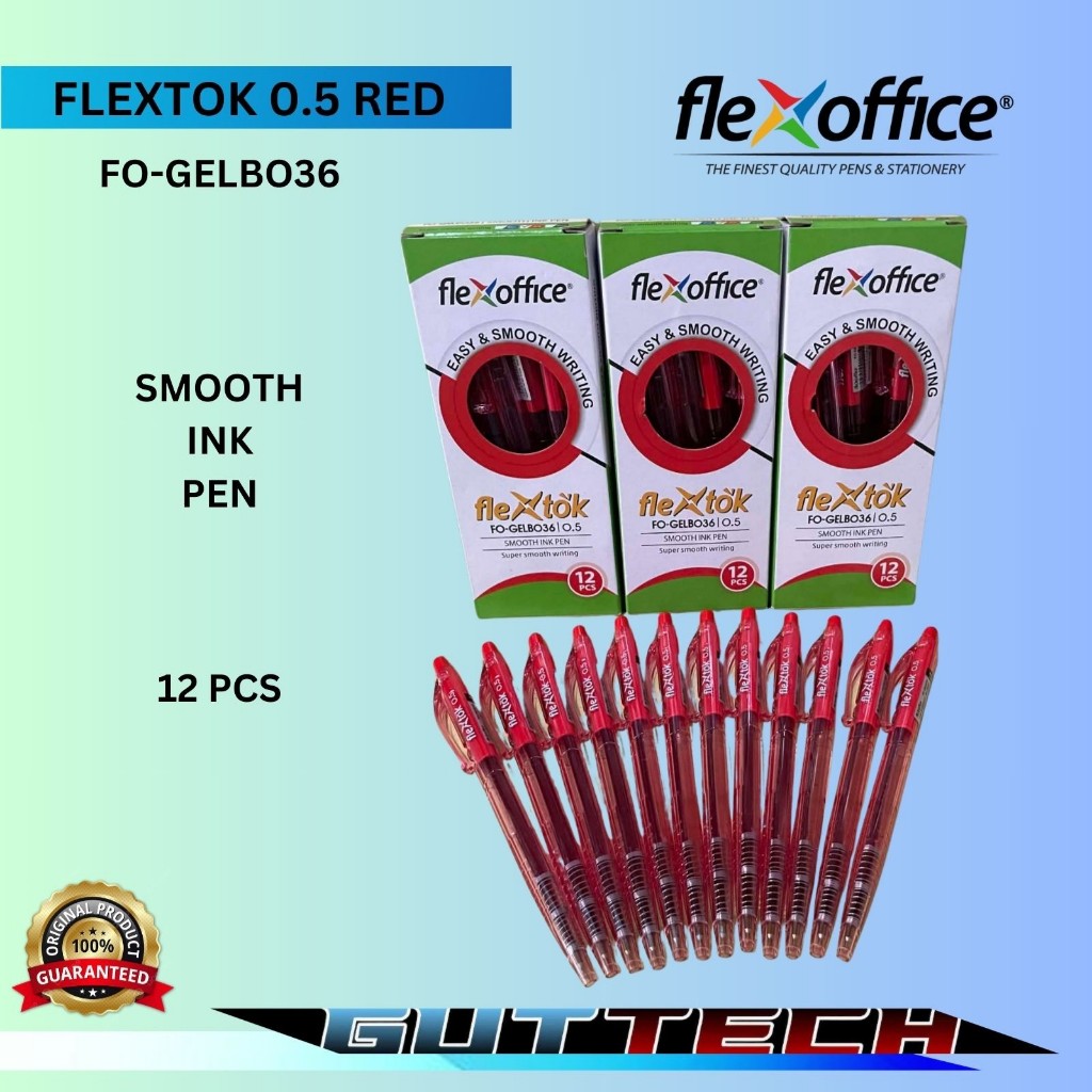 FlexOffice Flextok 0.5 Red Smooth Ink Pen Sold Per Box | 12 pieces ...