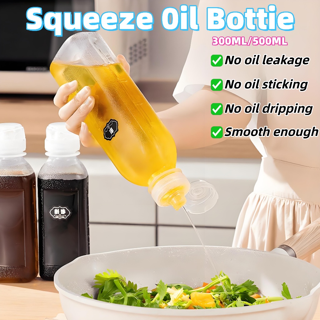 300ML/500ML Squeeze Oil Bottle for Kitchen Oil and Vinegar Salad Leak ...