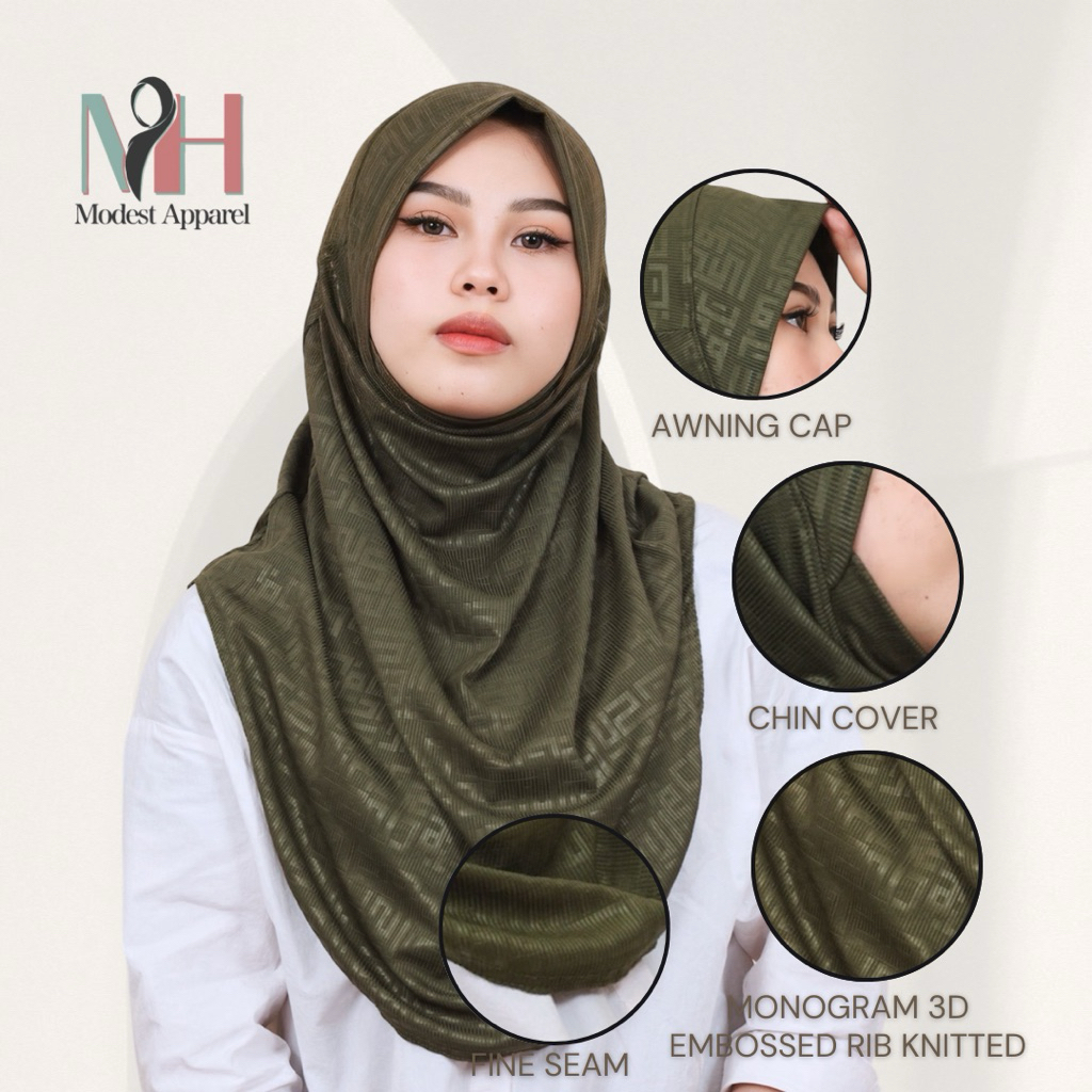 M&H 3D EMBOSSED MONOGRAM BOKITTA with Chin Cover So Kindly Ribbed ...