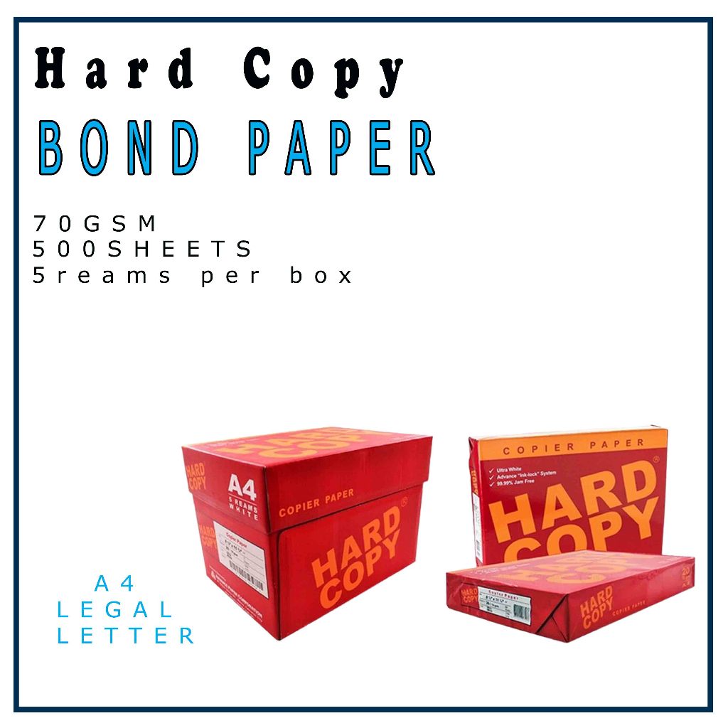 Hard Copy Bond paper 70gsm 5reams per Box | Shopee Malaysia