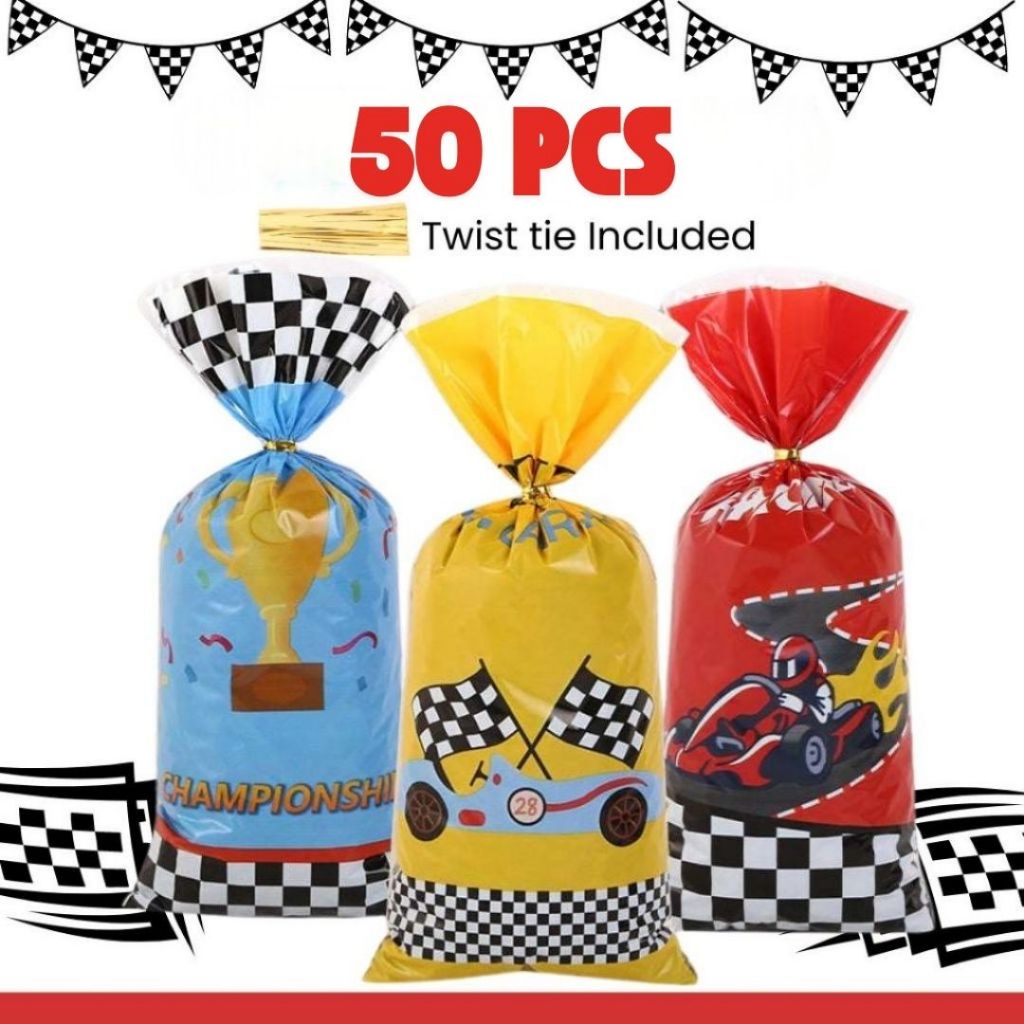 FP1988 (50PCS) 12X27 CM Car Racing Goodie Bags Party Candy Biscuit ...