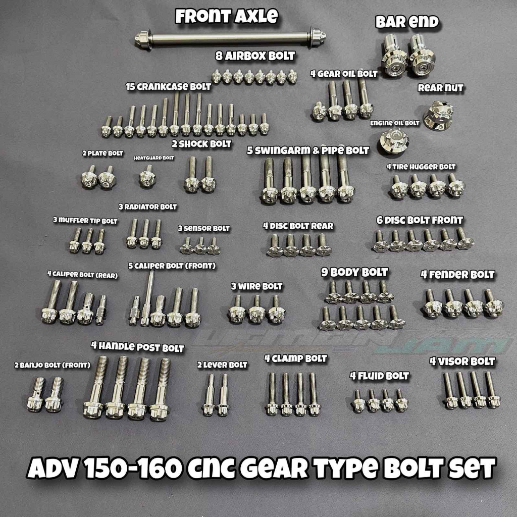 ADV 150 / 160 SC SIAM CNC GEAR TYPE BOLTS - STAINLESS STEEL MADE IN ADV ...