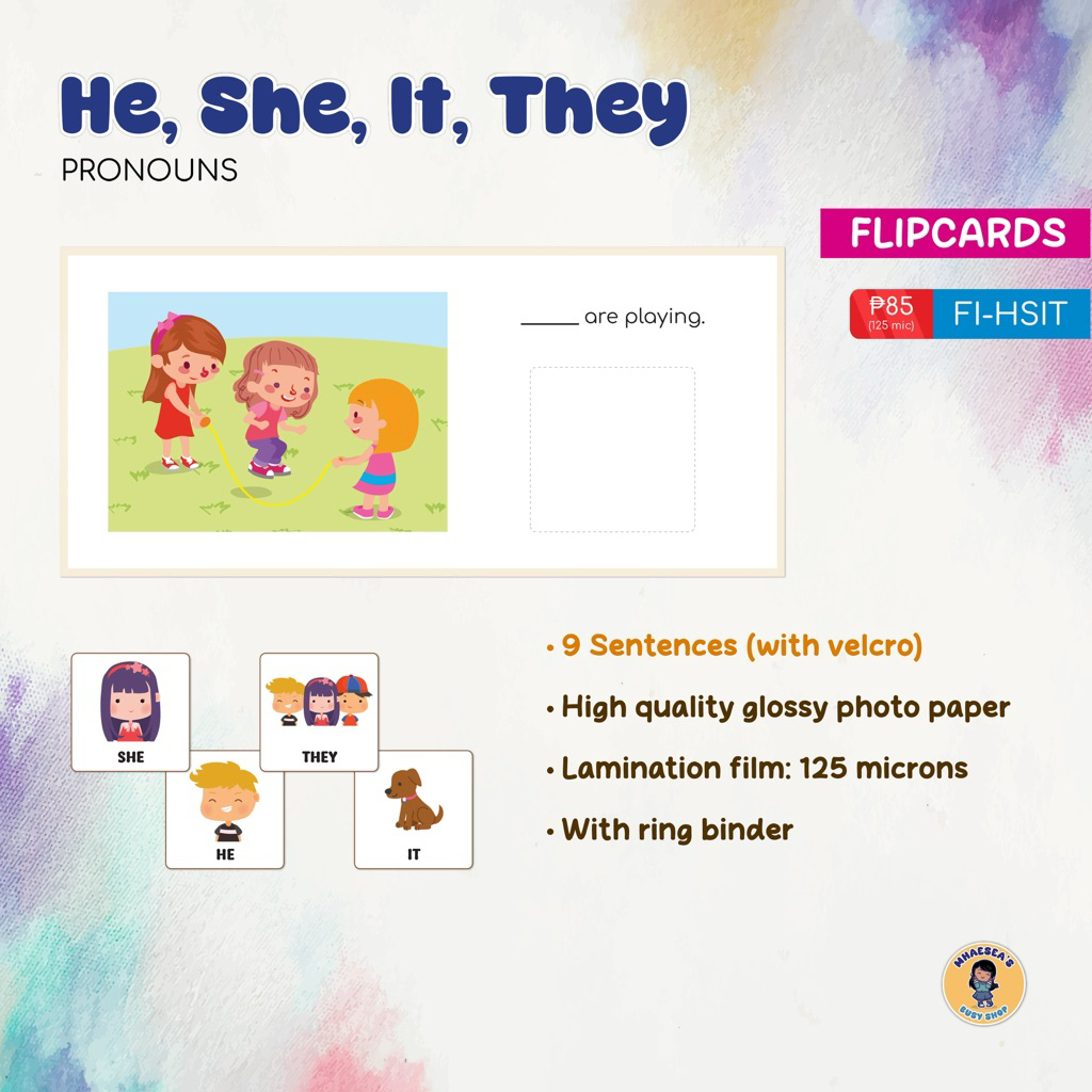 He, She, They, and It (Pronoun) Flipcards - Sentence Construction ...