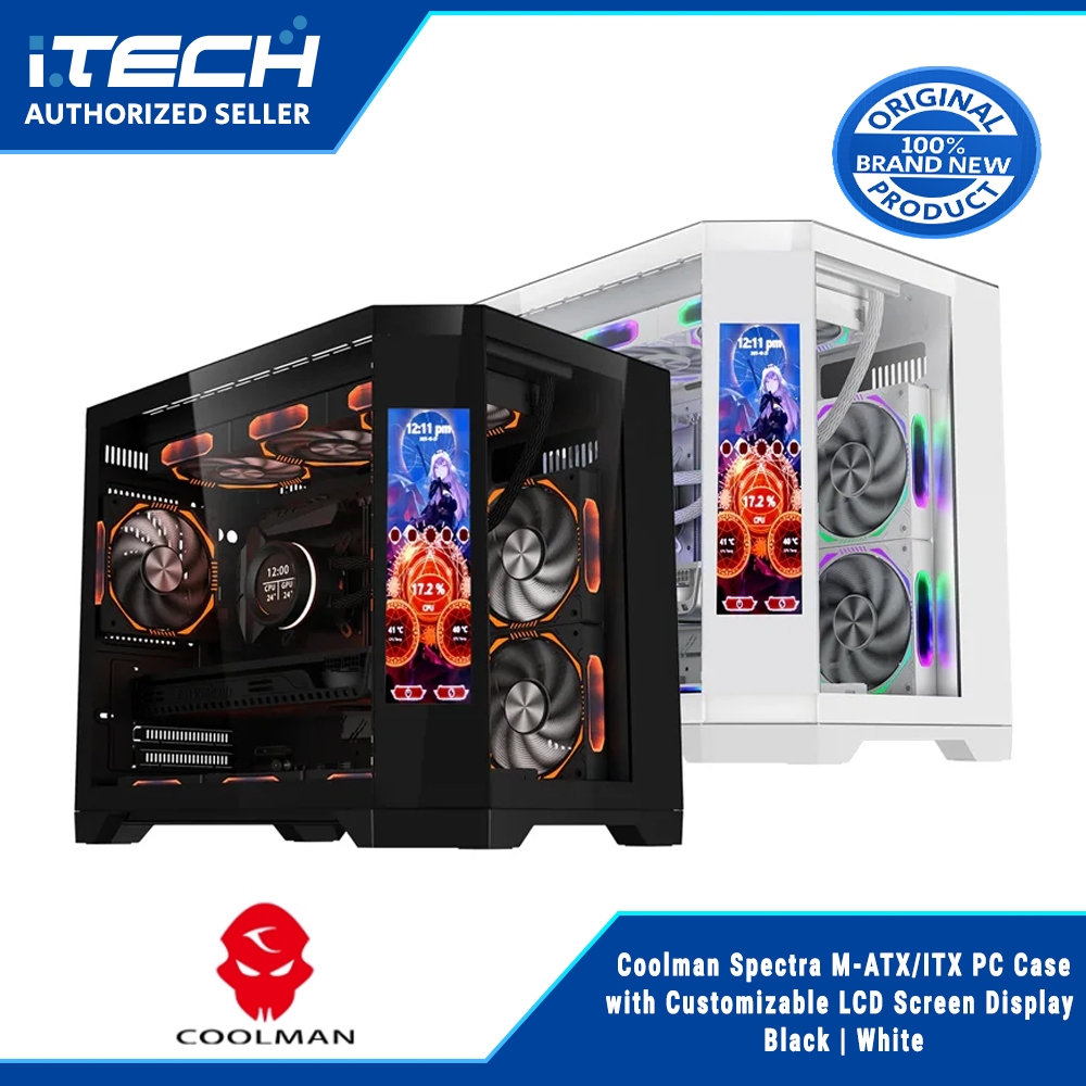 Coolman Spectra M-ATX/ITX PC Case with Customizable LCD Screen Display ...