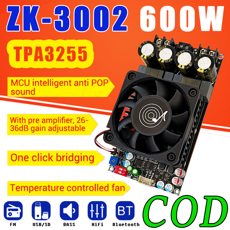 ZK-3002 Amplifier Board 300W Dual Channel 600W Mono TPA3255 Chip Pure ...