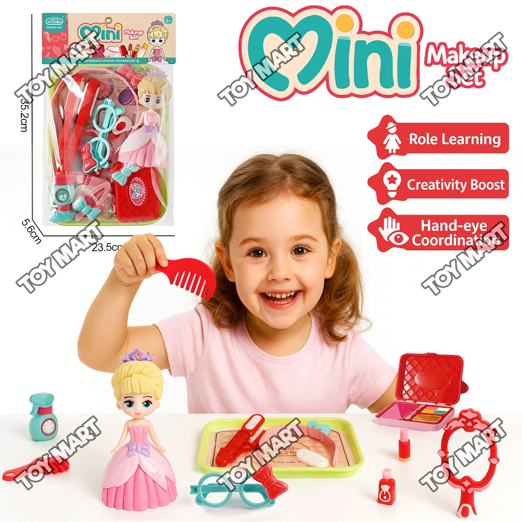 Kids Beauty Makeup Toy Set Pretend Play Princess Salon Mini Beauty Kit ...