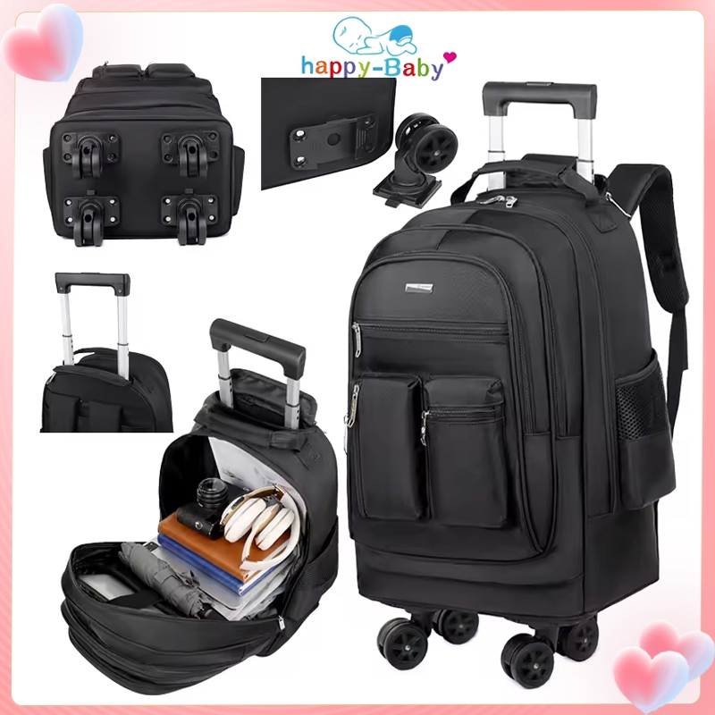 Rolling Backpack 4 Wheels Detachable Travel Backpack Waterproof Laptop ...