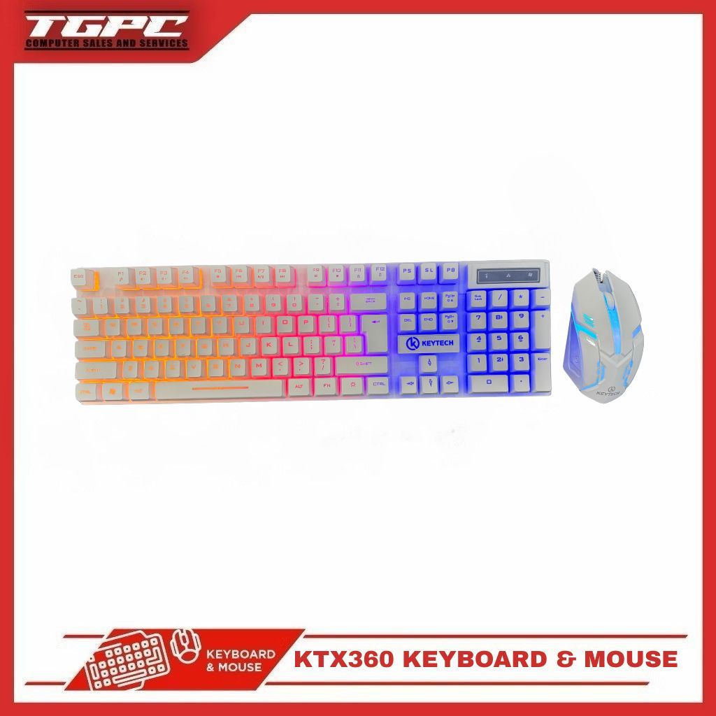 TGPC Keytech KTX360 Backlit LED RGB Gaming Keyboard Mouse Combo ...