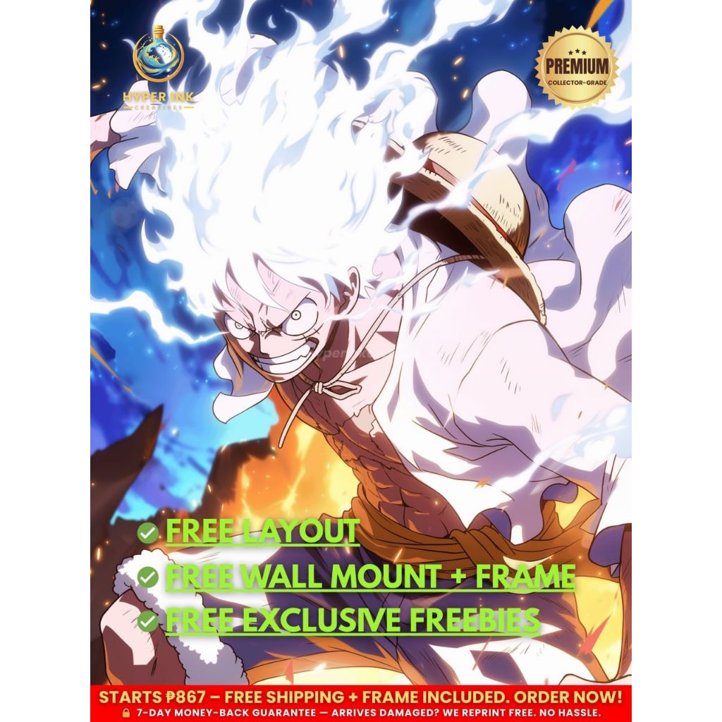 Luffy Gear 5 001 Metal Print | -Collector-Grade HD Anime Poster | Fade ...