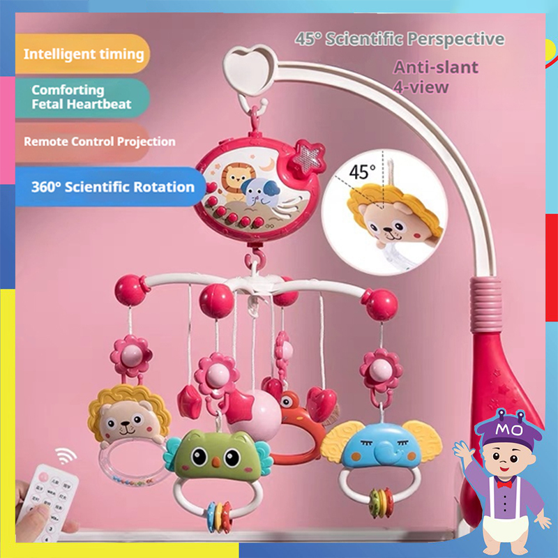 Crib Toys Hanging with Music Baby Bed Bell Remote Control Light ...