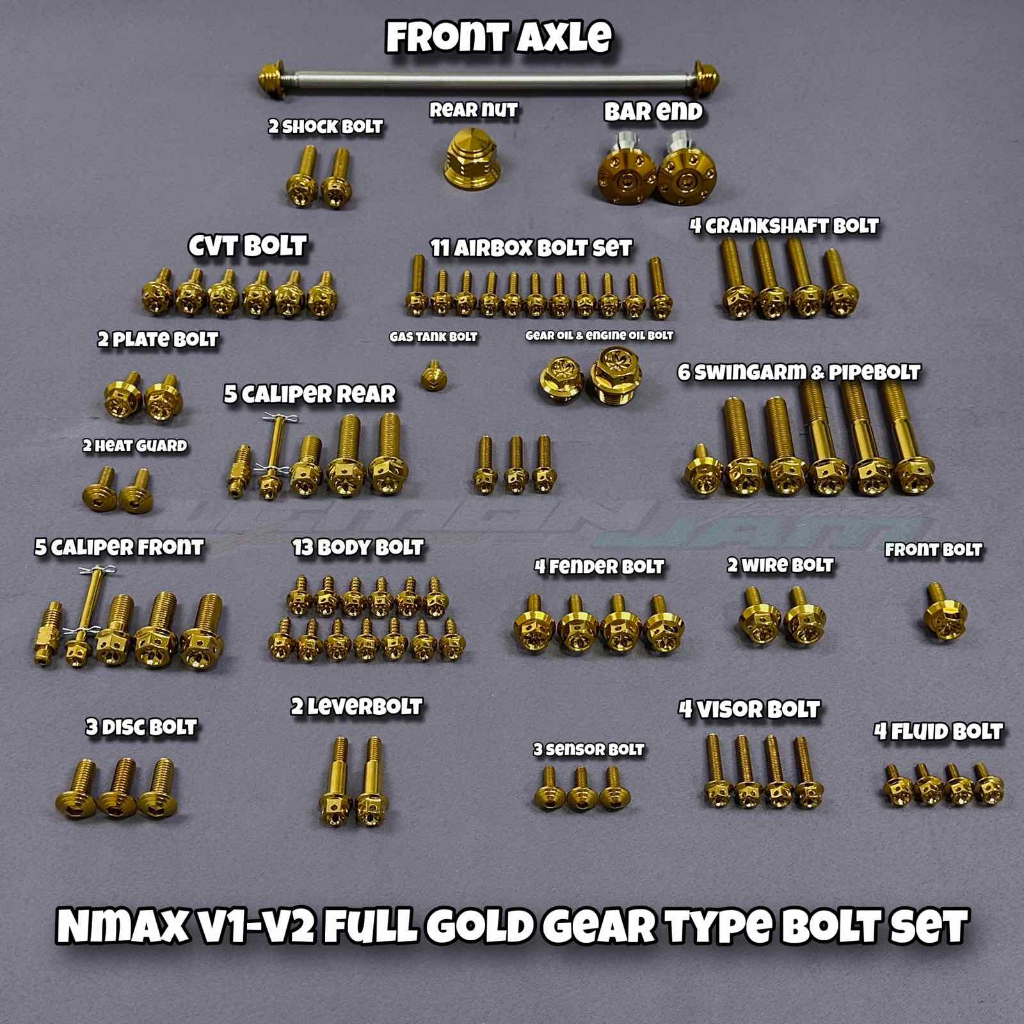 NMAX V1 / NMAX V2 GOLD BOLTS SET (SOLD PER PARTS) - STAINLESS STEEL ...