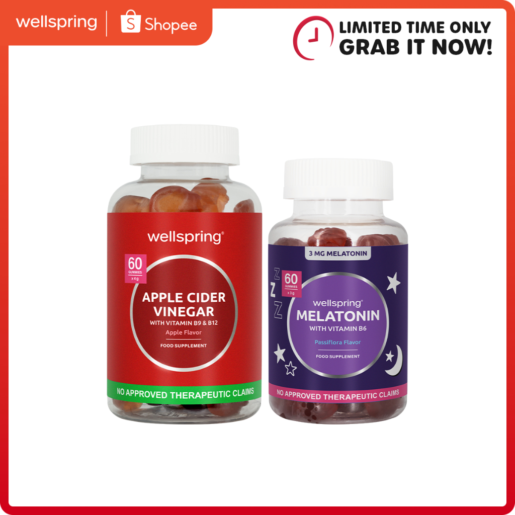 Wellspring ACV60s and Melatonin 3mg 60s with GWP Pillow + Tote | Shopee ...