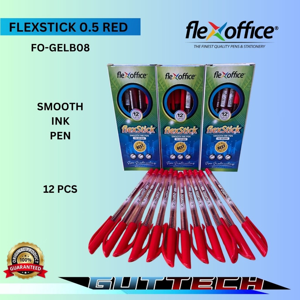 FlexOffice Flexstick 0.5 Red Smooth Ink Pen Sold Per Box | 12 pieces ...
