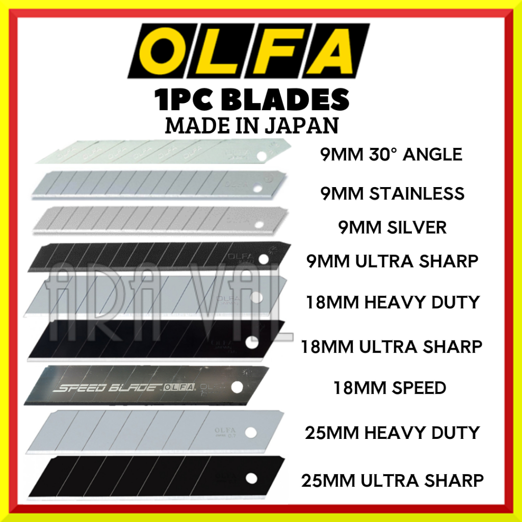 Olfa Blades 1PC 9mm 18mm 25mm Stainless Silver Ultra Sharp Heavy duty ...