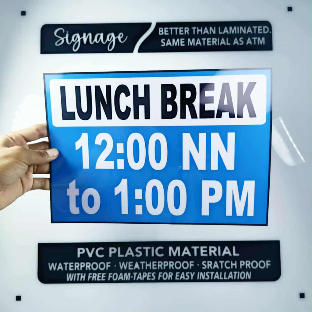 SIGNAGE - LUNCH BREAK - PVC PLASTIC MATERIAL SIGNAGE | Shopee Malaysia