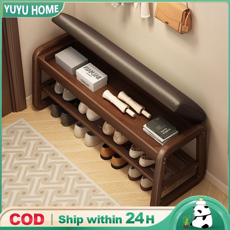 Shoe Changing Bench Solid Wood Flip Seat Soft Cushion Shoe Stool ...