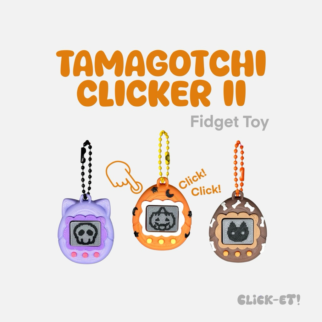 CLICK-ET! Tamagotchi Clicker II Keychain by Slycelab 3D Printed Spooky ...