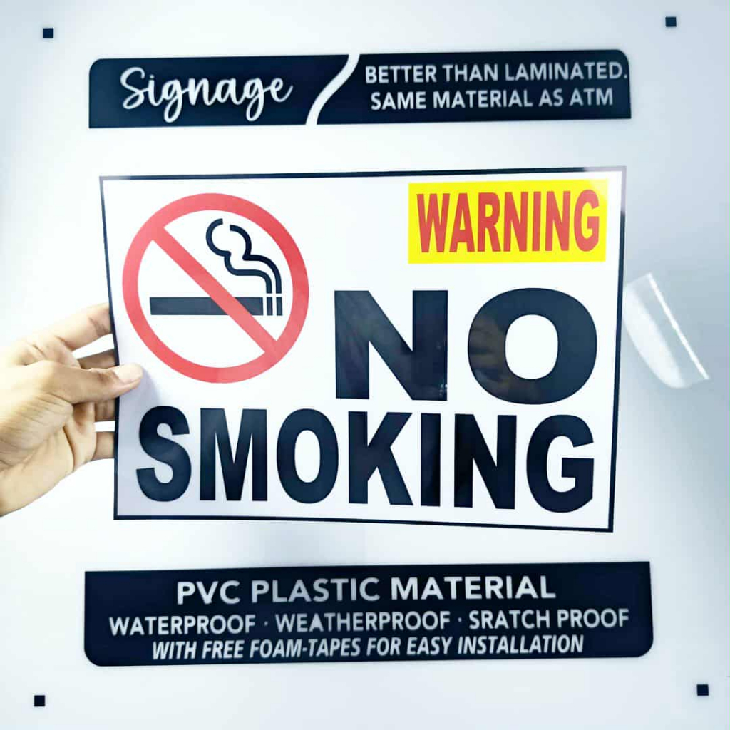 SIGNAGE - WARNING - NO SMOKING - PVC PLASTIC MATERIAL SIGNAGE | Shopee ...