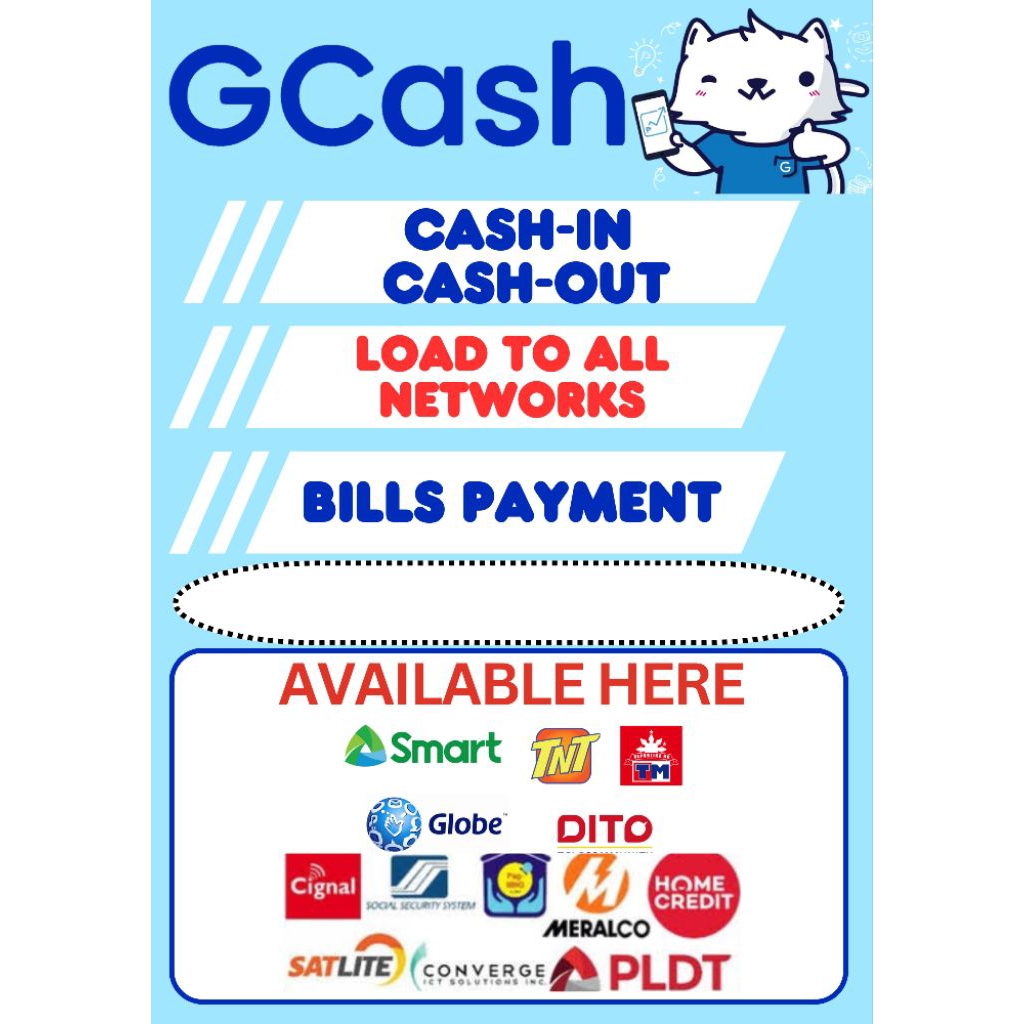 Gcash Cash in-Cash Out Laminated Signages QR Signage A4 A5 Size ...