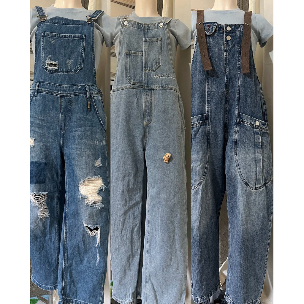 DENIM JUMPER PANTS, OVERALL AND DUNGAREE COLLECTION (washed) | Shopee ...