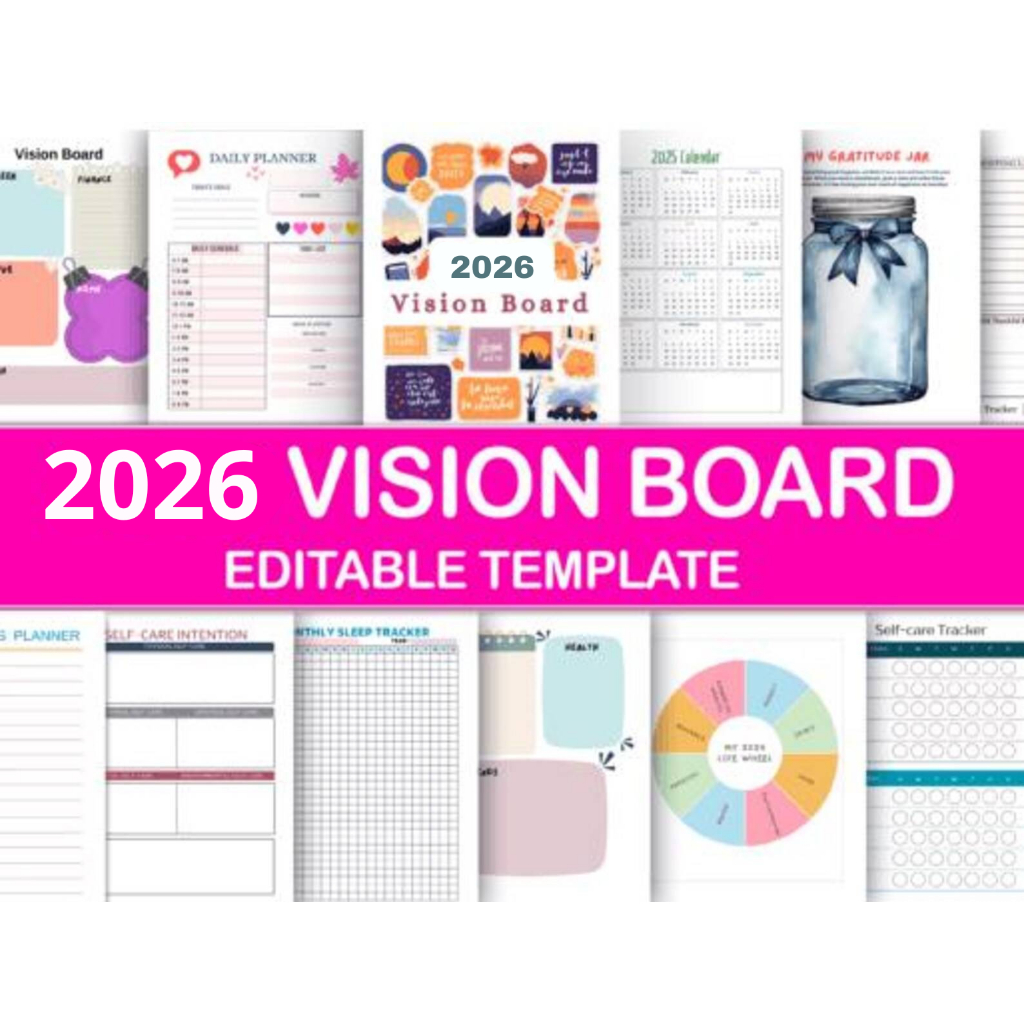 2026 Digital Planner, 2026 Vision Board Printable - Goal Setting ...