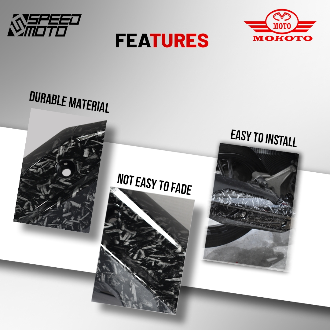 HONDA CLICK V2 V3 MUFFLER COVER GLOSSY HYDRO-DIP FORGED CARBON EXHAUST ...