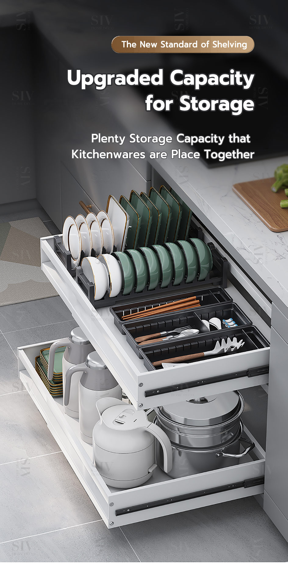 SIV Pull Out Basket For Kitchen Cabinet Multifunction Sliding Cabinet ...