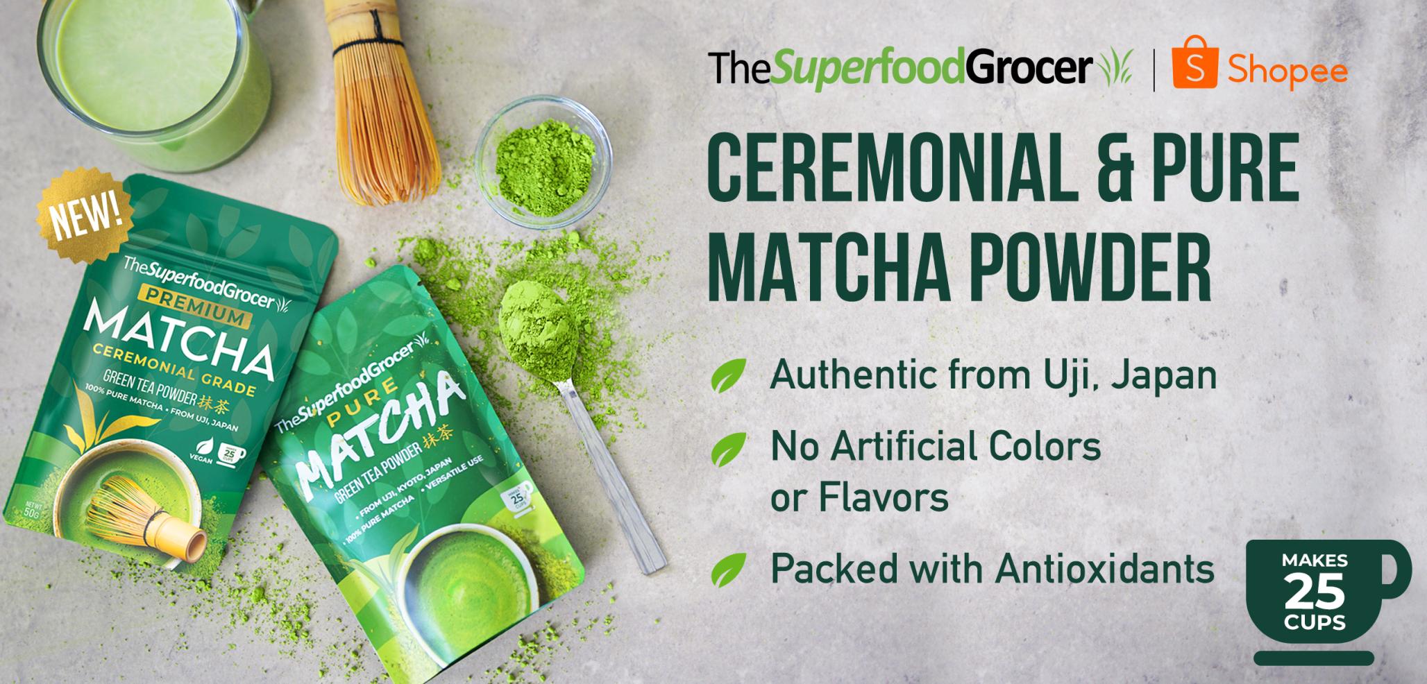 The Superfood Grocer 100% Pure Japanese Uji Matcha Green Tea Powder 50g ...