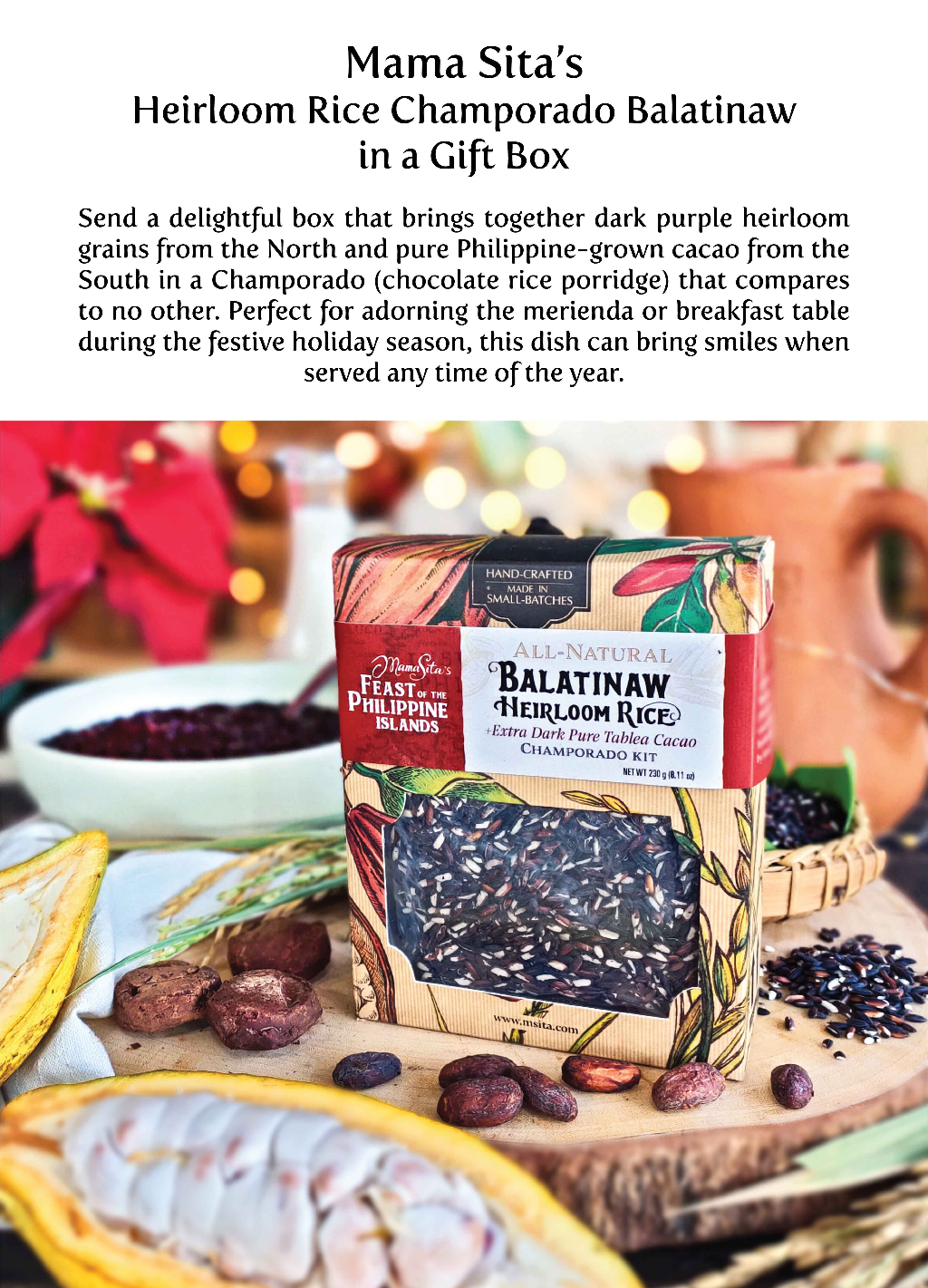 Mama Sita’s Heirloom Rice Champorado Balatinaw in a Gift Box 230g ...